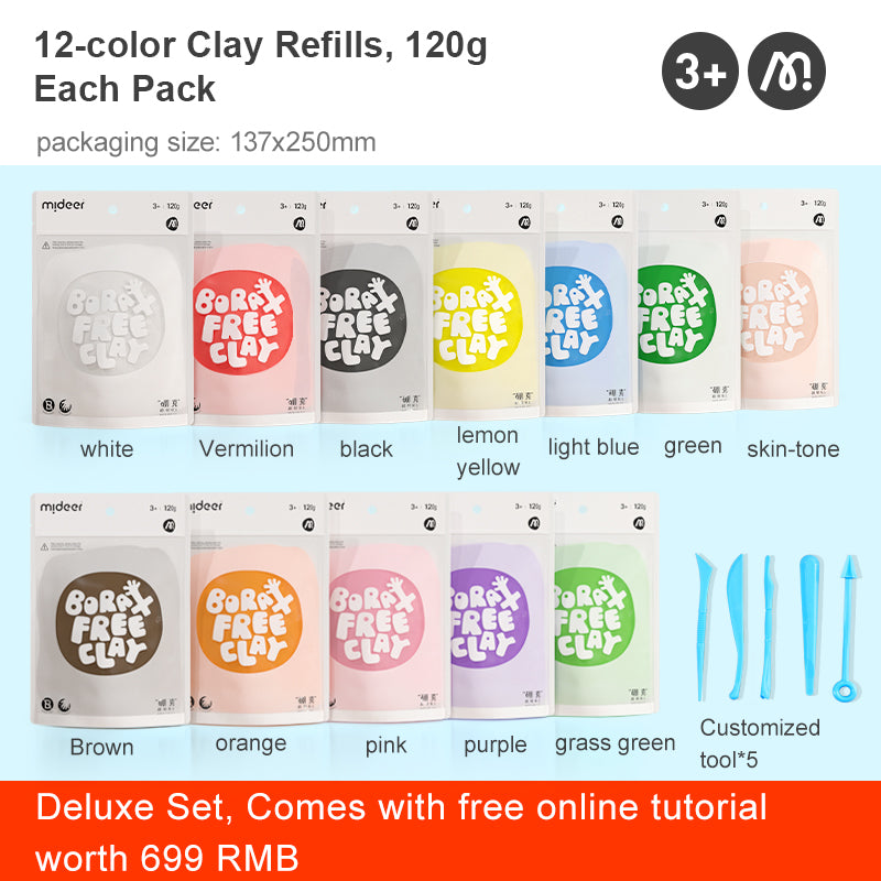 Mideer 12 Colour Clay Refills 120g Each pack – CuteBaby NZ